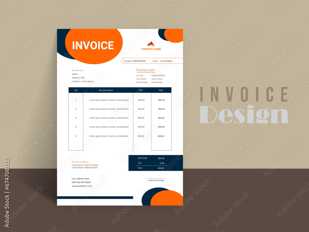 Invoice Design. Business invoice form template. Invoicing quotes, money ...