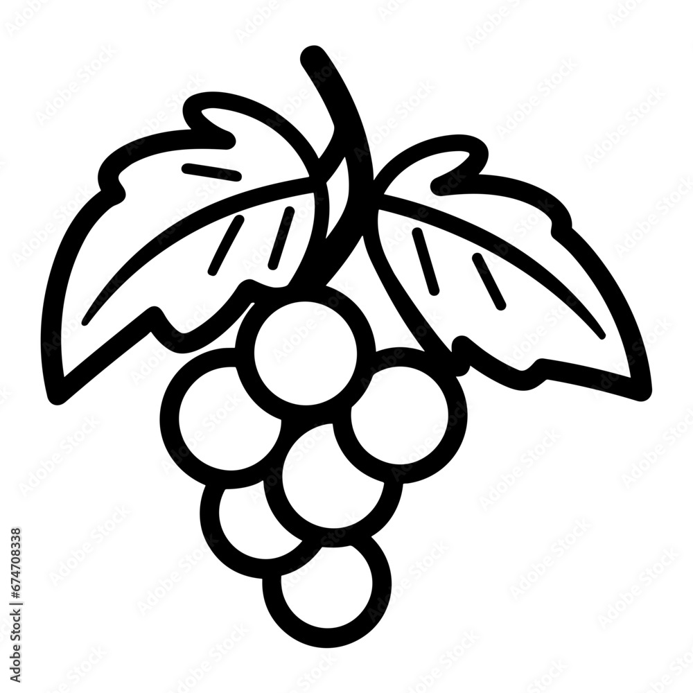 Simple Outline Illustration of Grape. SVG Vector Stock Vector | Adobe Stock