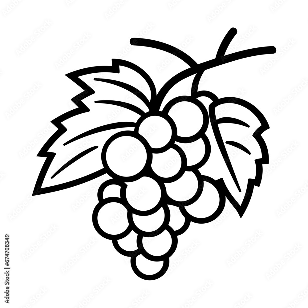 Simple Outline Illustration of Grape. SVG Vector Stock Vector | Adobe Stock