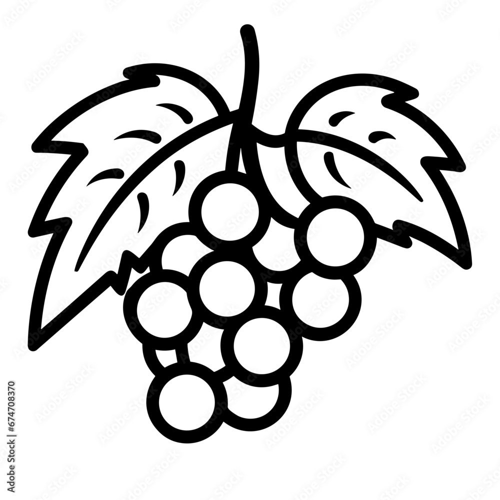 Simple Outline Illustration of Grape. SVG Vector Stock Vector | Adobe Stock