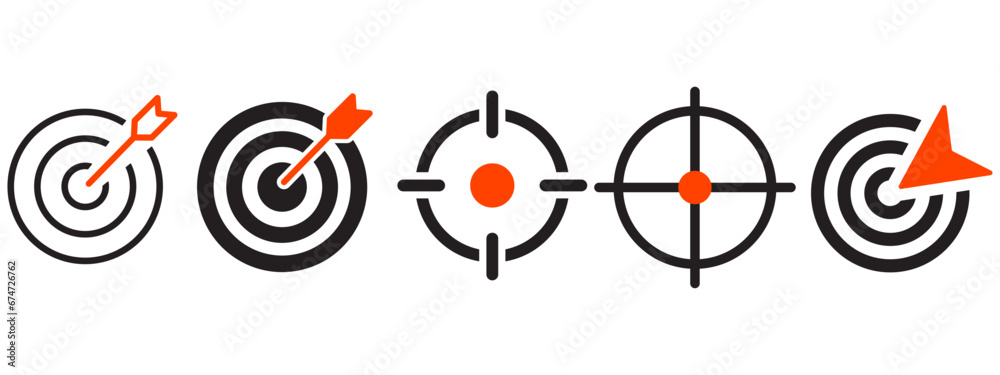Target icon set . Set of Aim, Target and Goal icons. Editable line ...