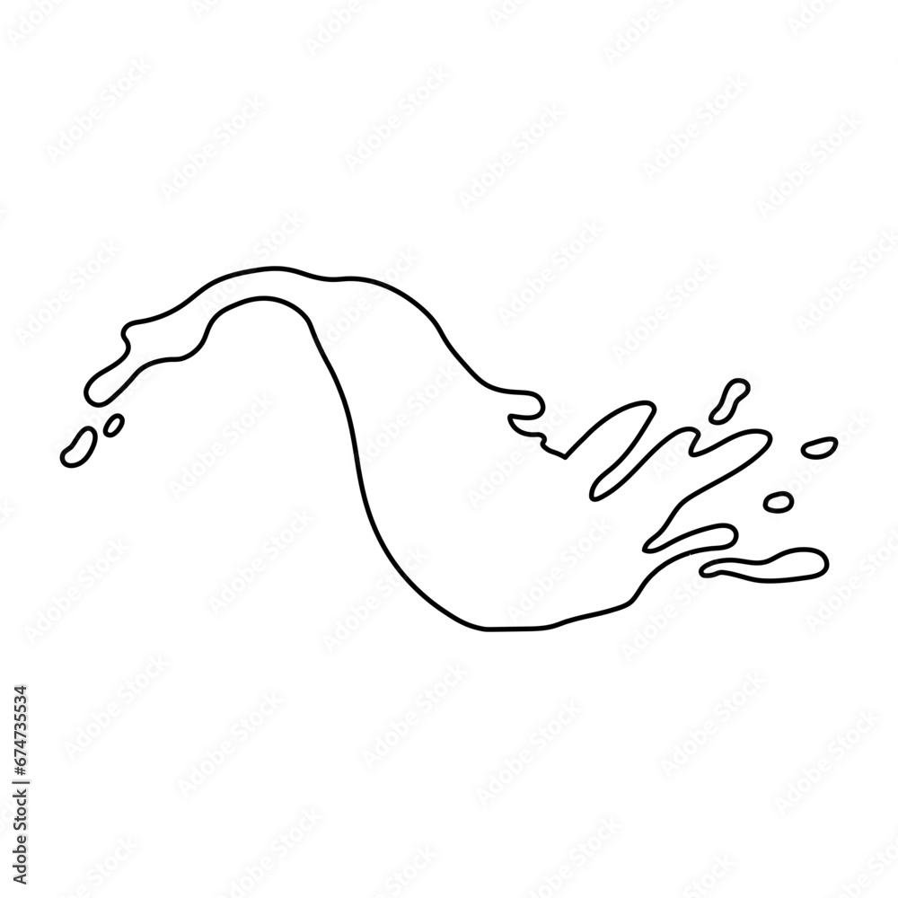 Water and juice splash liquide. One line stroke outline vector ...