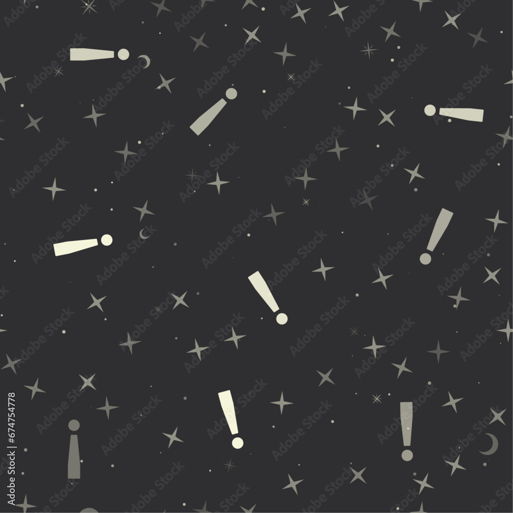 Seamless pattern with stars, exclamation symbols on black background ...