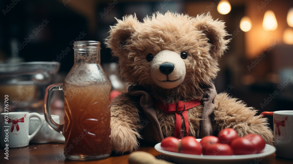 teddy bear with a cup of tea HD 8K wallpaper Stock Photographic Image ...