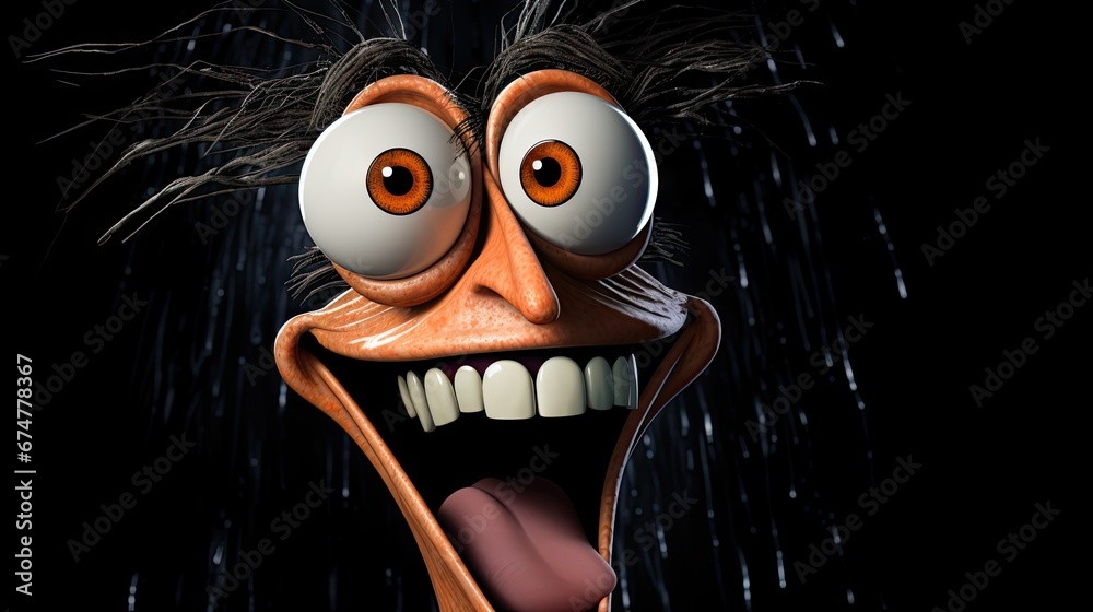 a close up of a cartoon character with its mouth open and eyes wide ...