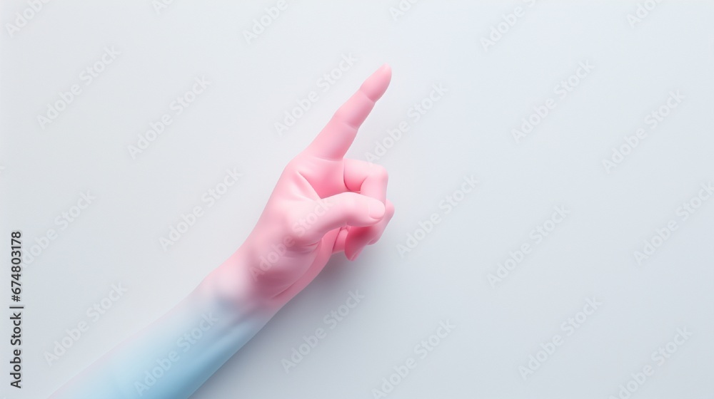female hand isolated, finger up, pointing gesture, direction symbol ...