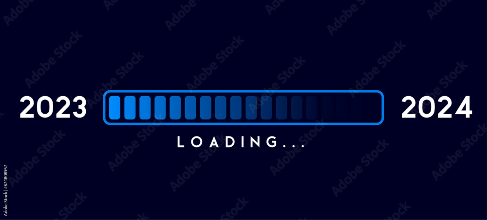 2024 loading bar progress with digital technology dark blue background ...