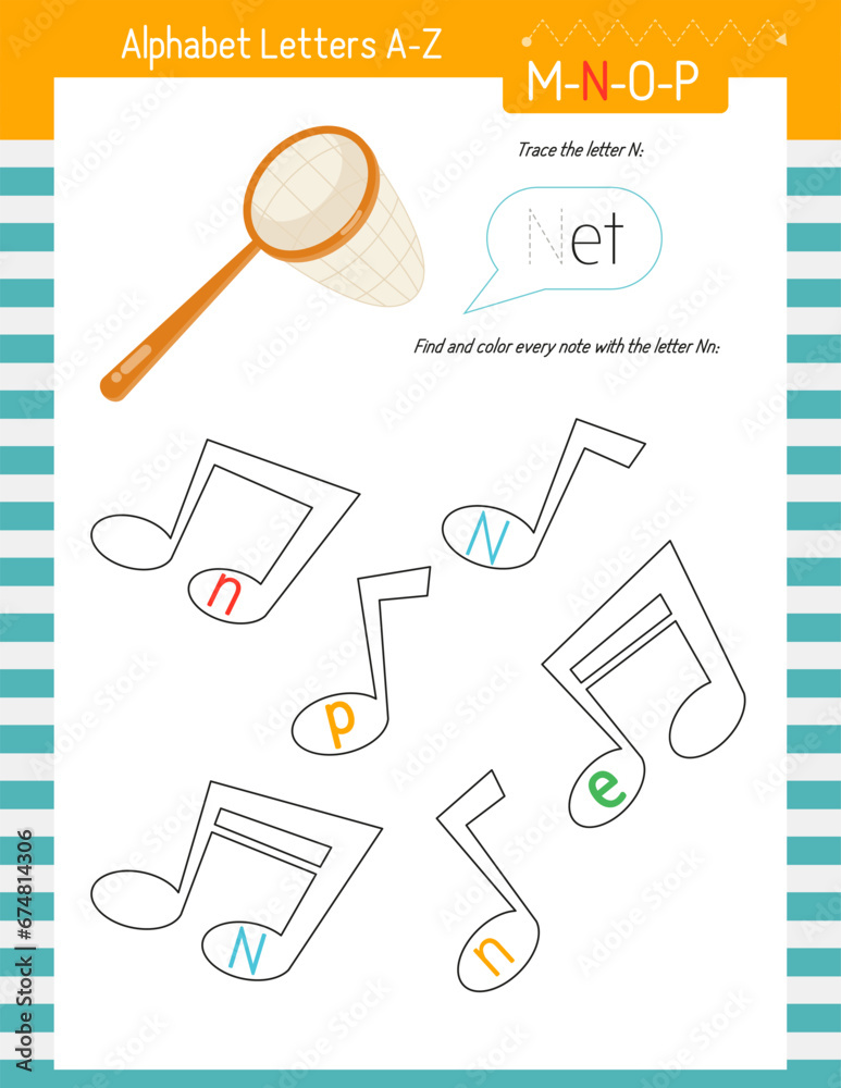 Letter Trace, find and color Worksheet for Kids Activity Book. For ...