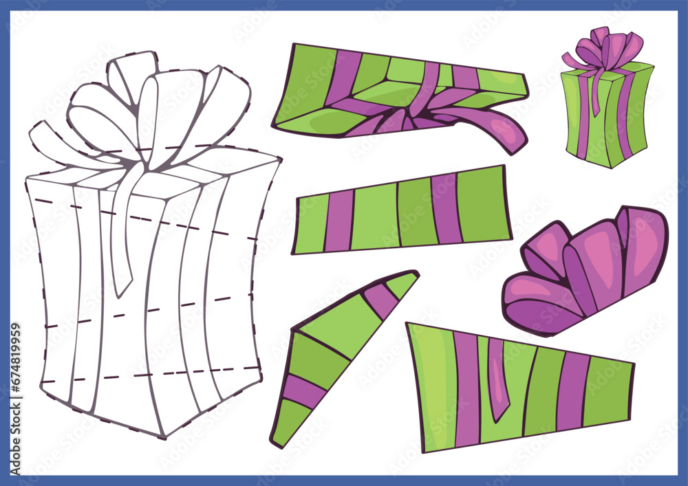 Kids craft puzzle game. Worksheet cut and glue simply parts drawing of ...