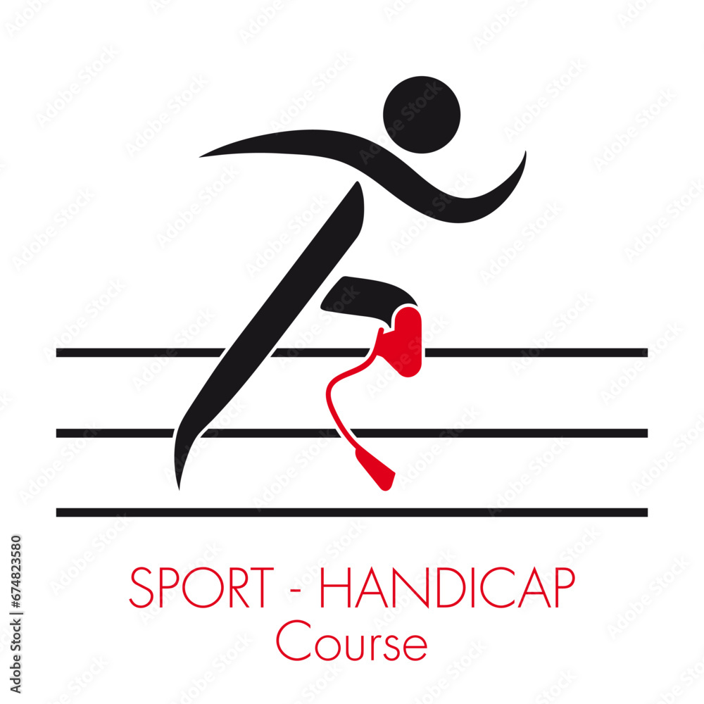 Sport handicap - Pictogramme d’un sportif handicapé effectuant une ...