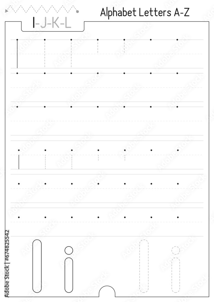 Letter Tracing Worksheet. For Letter I uppercase and lowercase ...