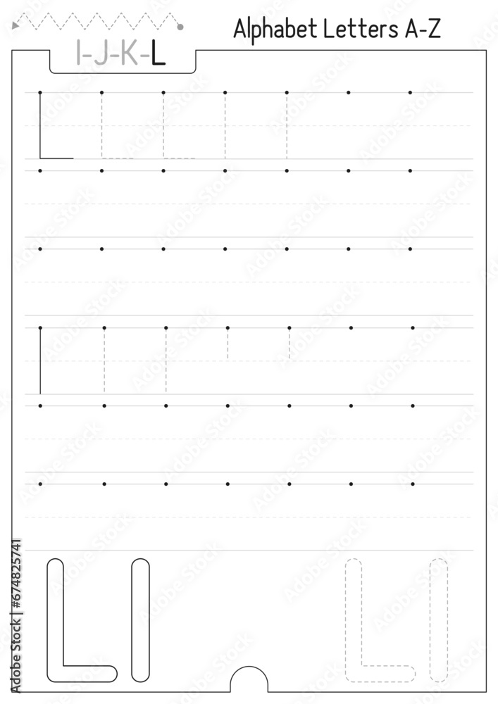 Letter Tracing Worksheet. For Letter L uppercase and lowercase ...