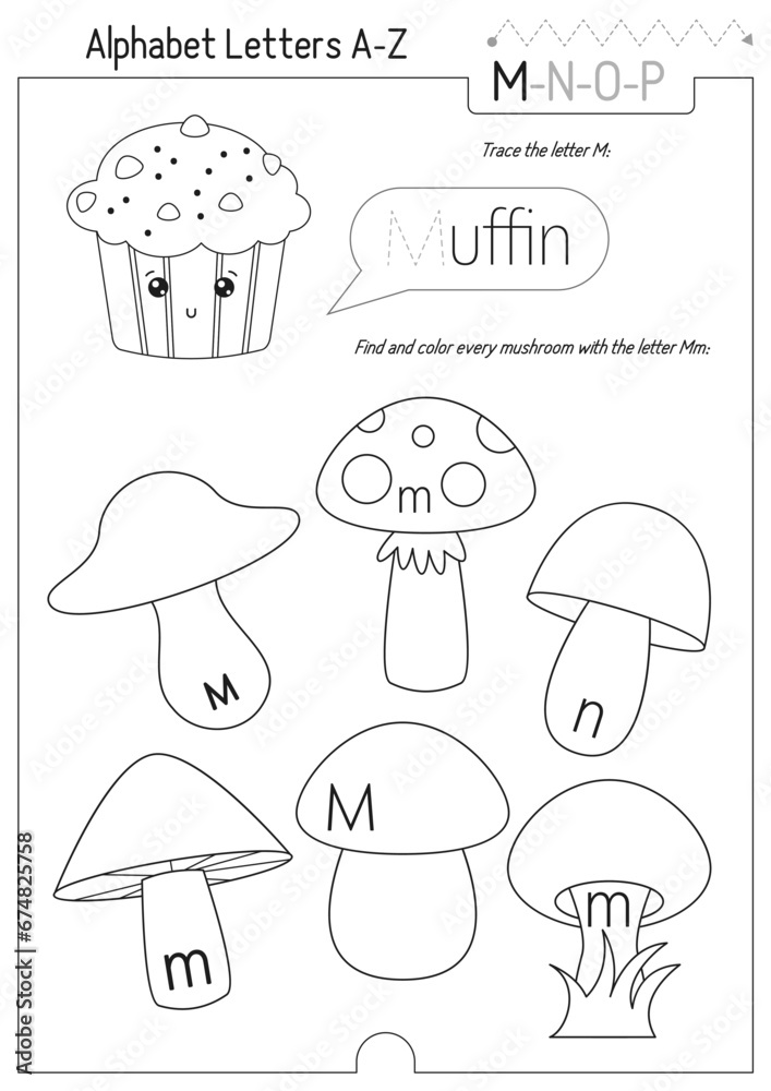 Letter Trace, find and color Worksheet for Kids Activity Book. For ...