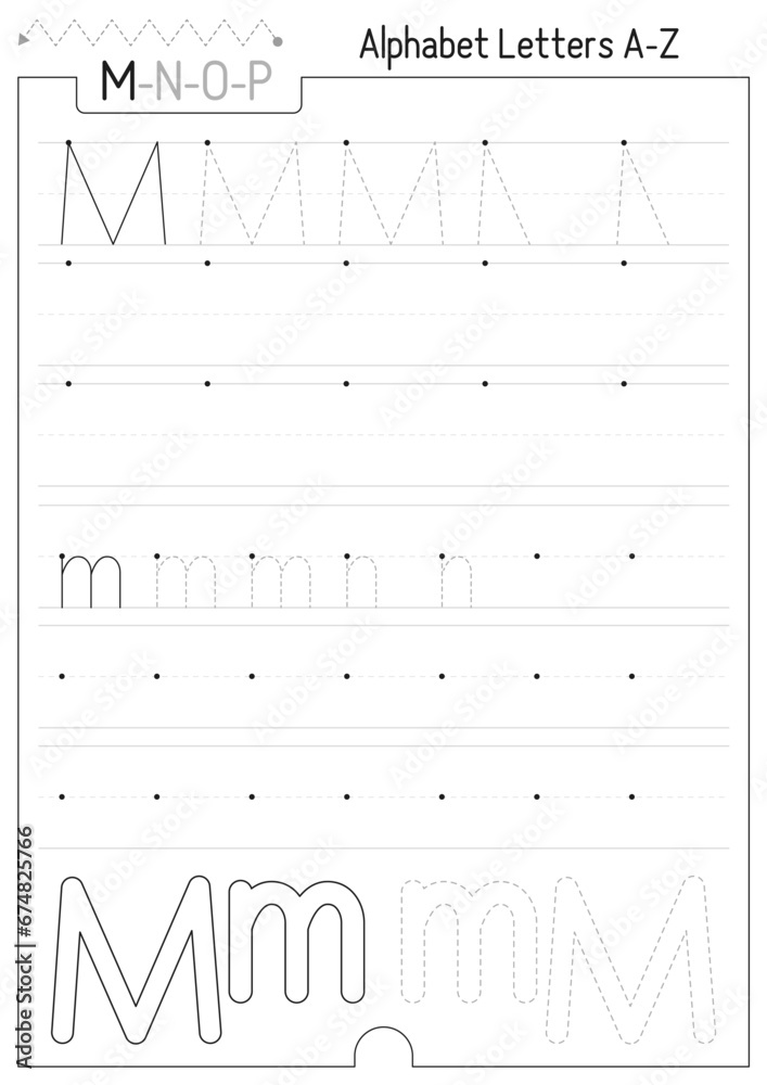 Handwriting and tracing practice for letter M uppercase and lowercase ...