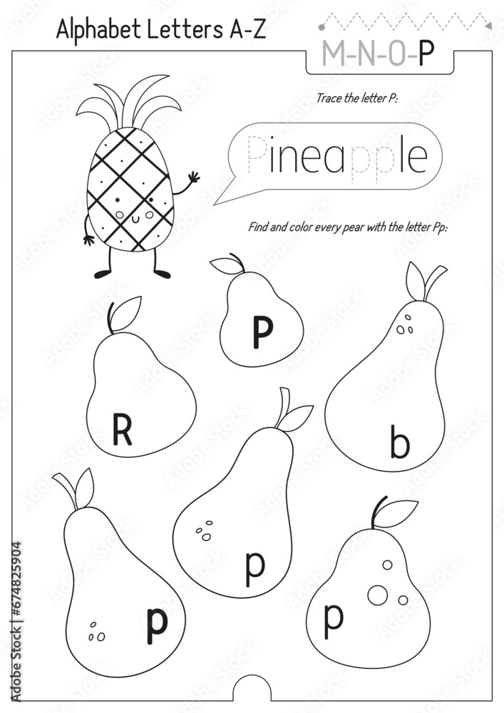 Letter Trace, find and color Worksheet for Kids Activity Book. For ...