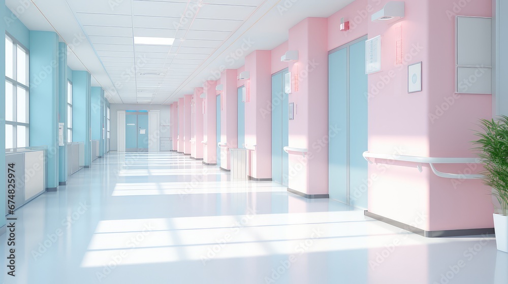 medical bright inside corridor background illustration hallway interior ...