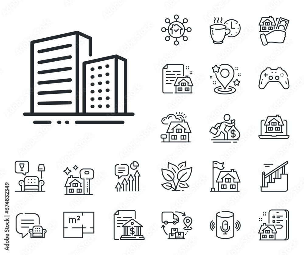 City architecture sign. Floor plan, stairs and lounge room outline ...