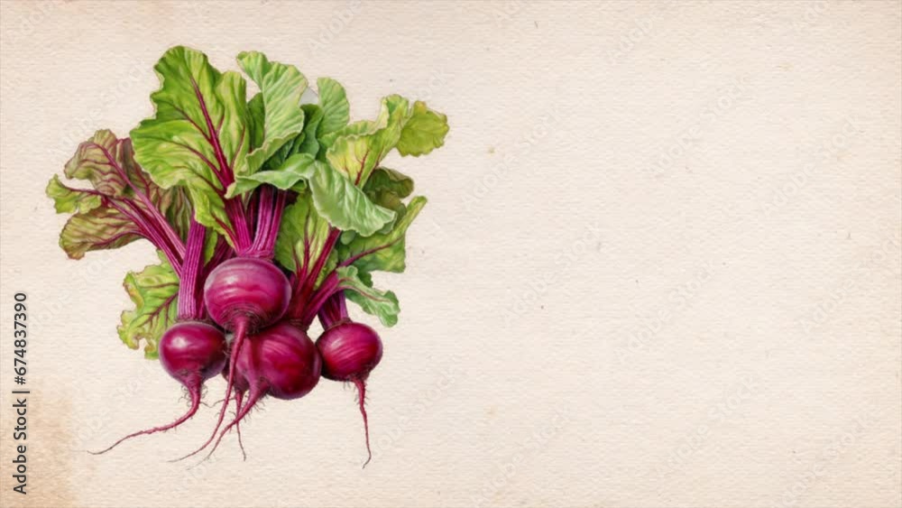 Vintage Pile Of Beets Vegetables Reveal/ 4k animation of a retro ...