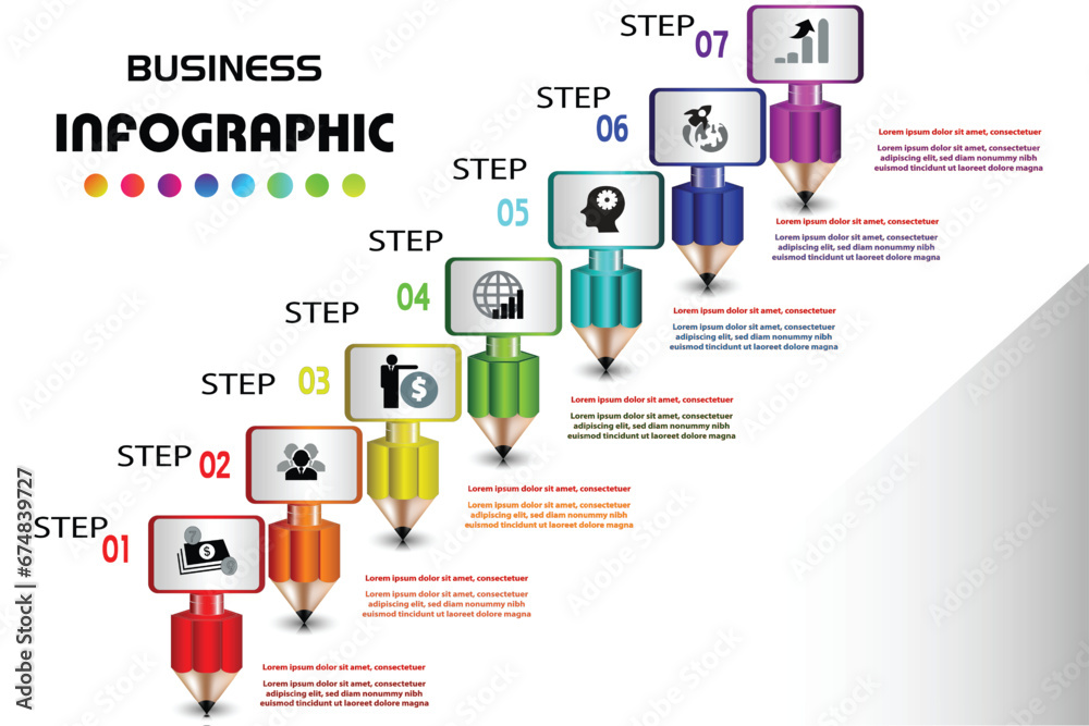 Vecteur Stock seven steps infographics design vector can be used for ...