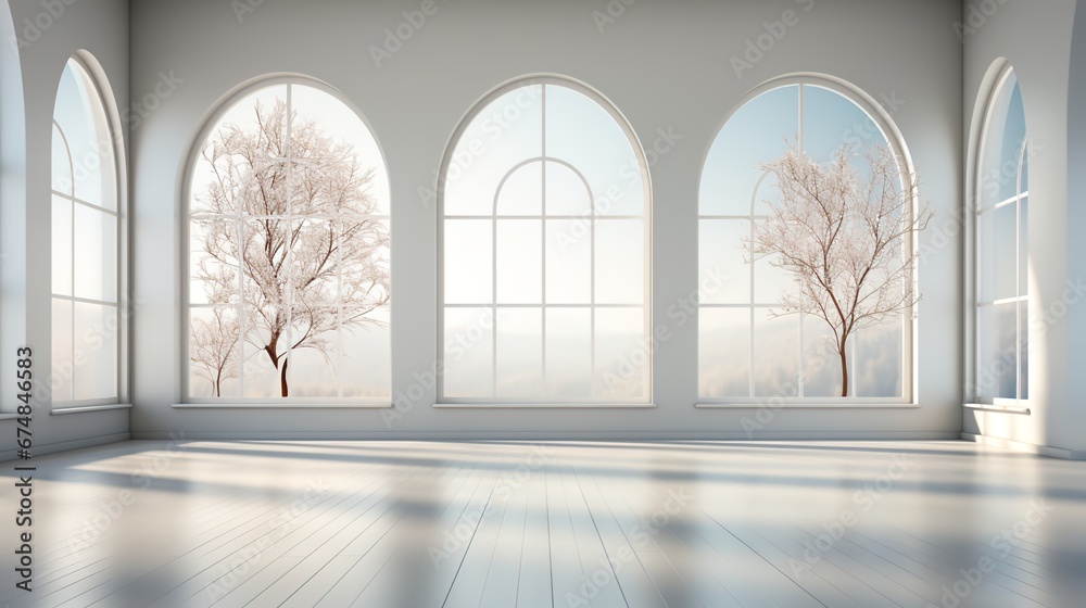 White professional studio background in home with windows and bright ...