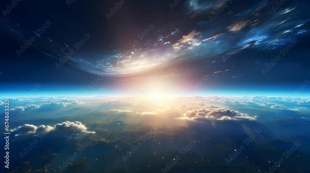 Ai generated earth planet viewed from the sky at night scape view ...