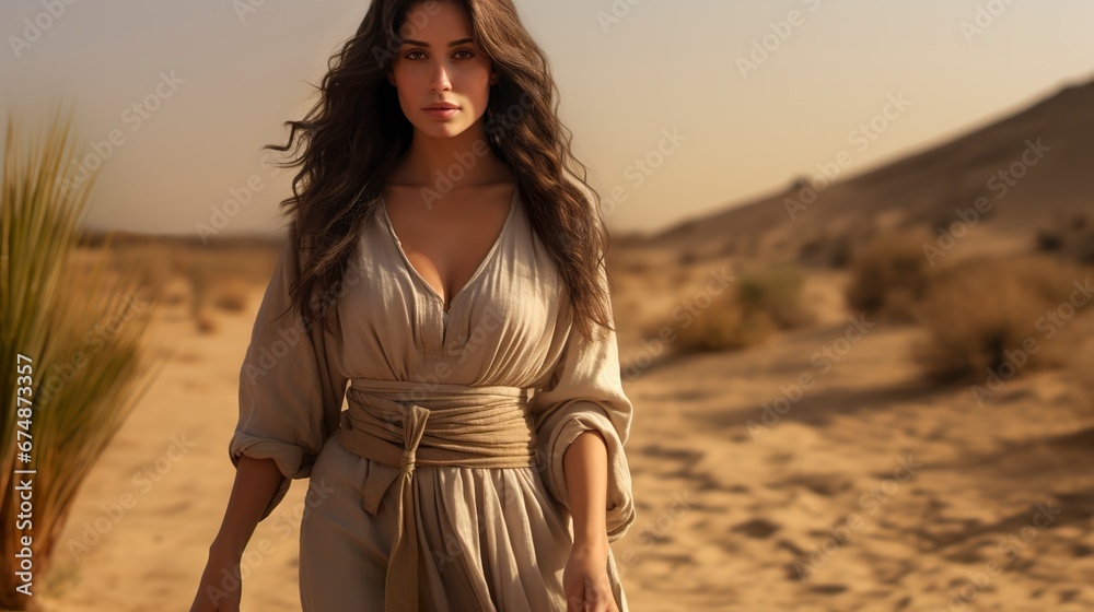 Representation of Dinah, daughter of Jacob, in the desert with a ...