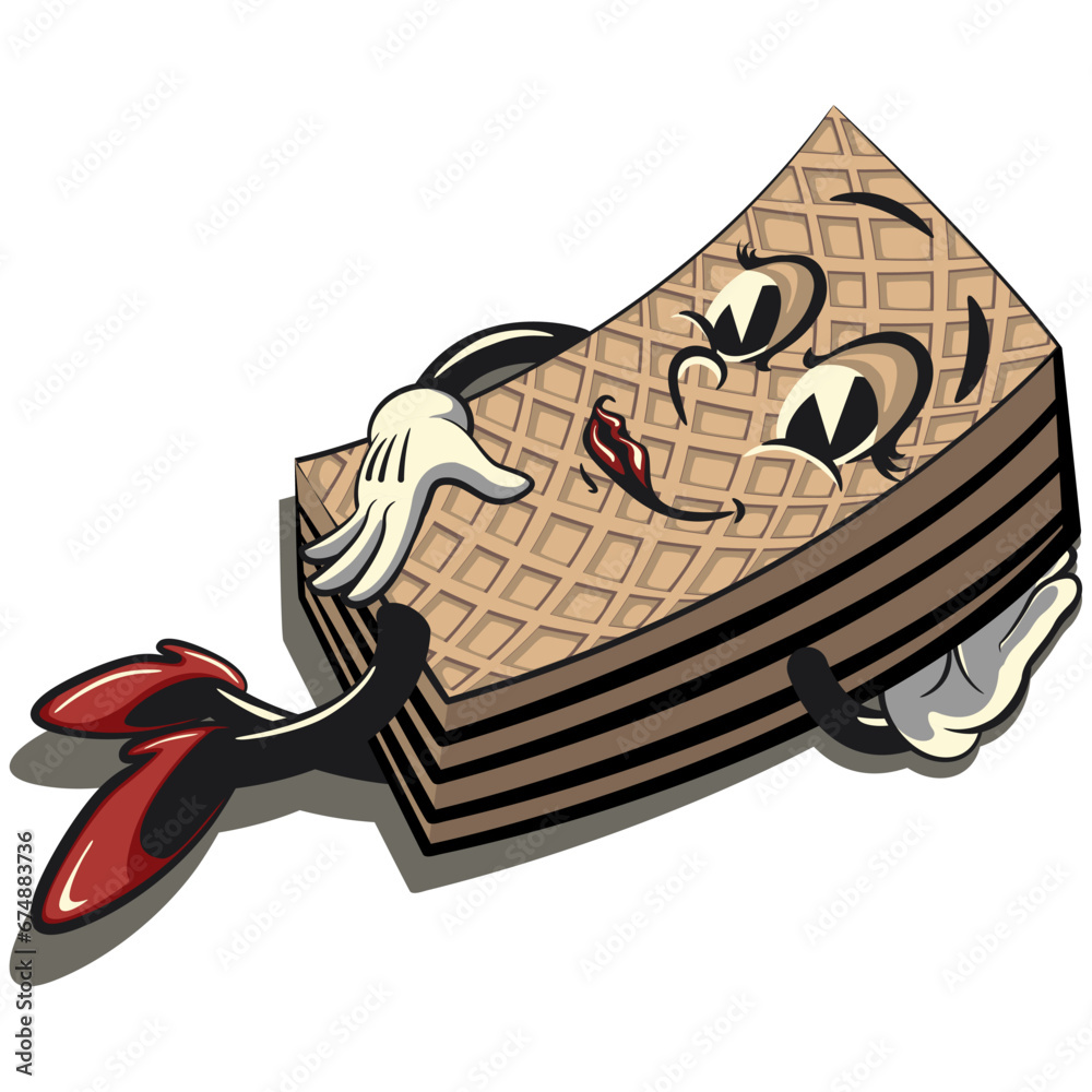 vintage chocolate wafer mascot character posing sexy, isolated cartoon ...