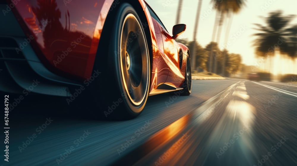 Sports car riding on highway road wallpaper. Car in fast motion 4k ...