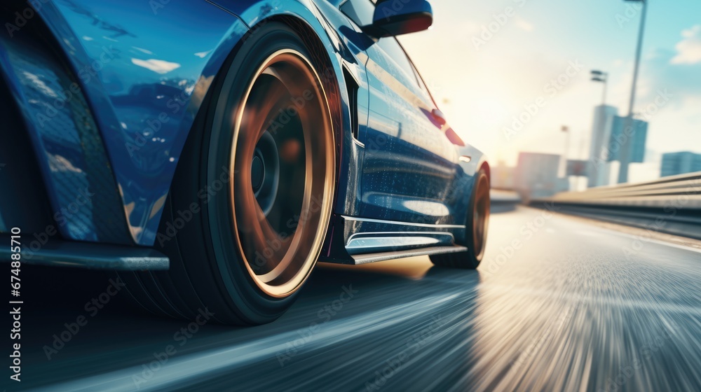 Sports car riding on highway road wallpaper. Car in fast motion 4k ...