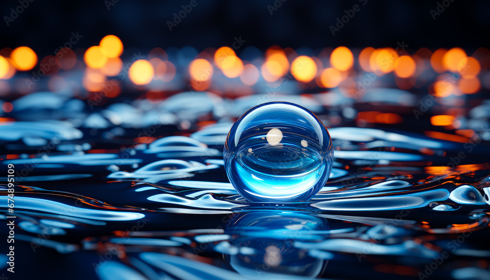 Floating Reflection: A Transparent Sphere Suspended Above a Watery ...