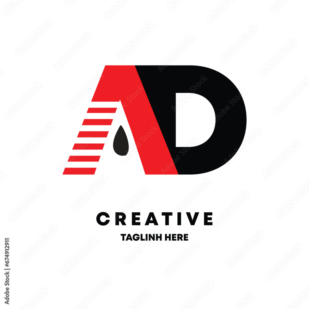 Abstract letter AD logo. This logo icon incorporate with abstract shape ...