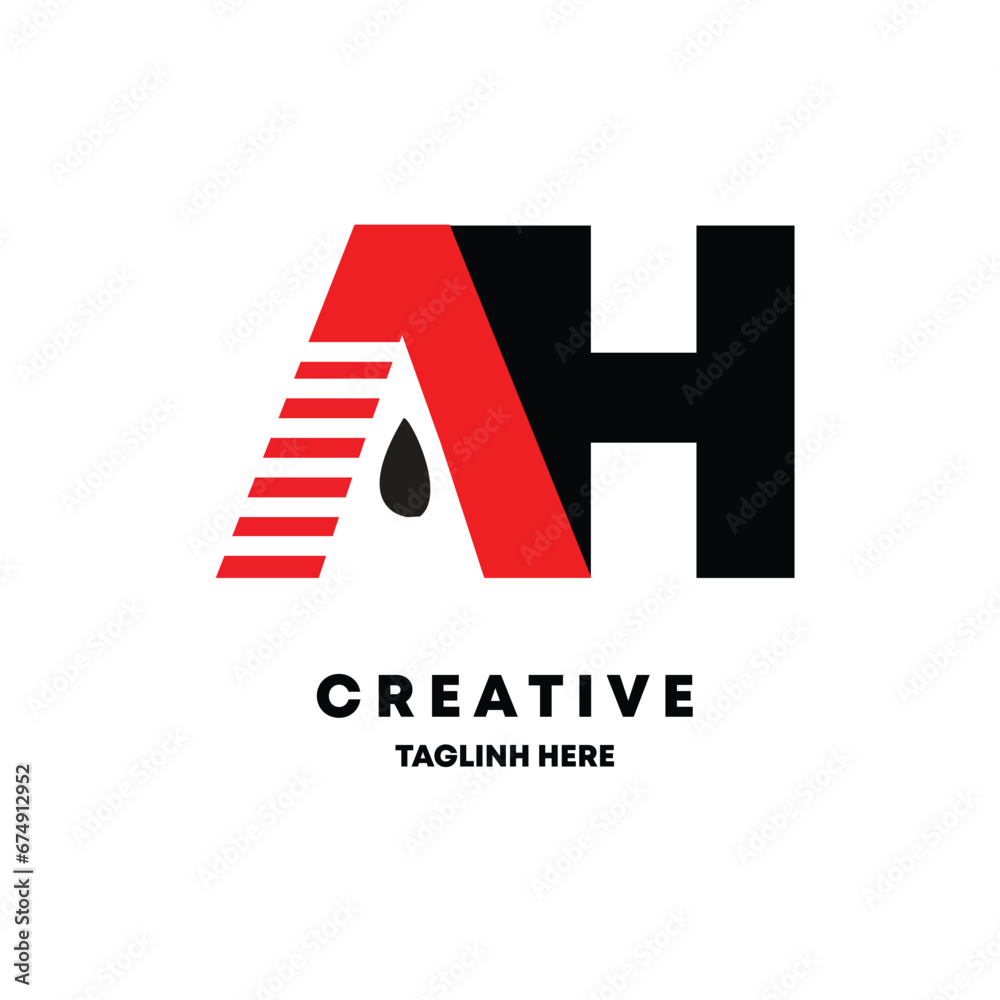 Abstract letter AH logo. This logo icon incorporate with abstract shape ...