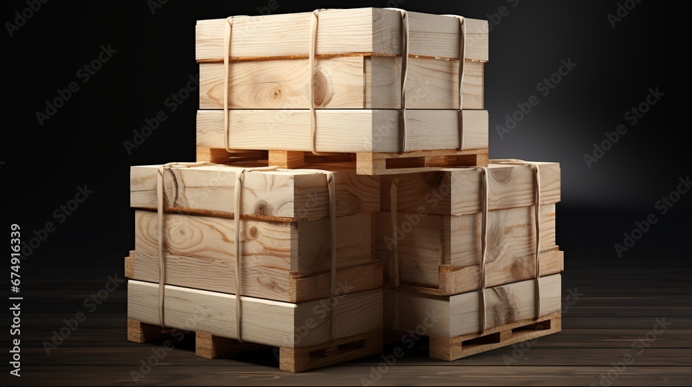 Boxes and stack of containers. Set of 3D images. Unlabeled vector ...