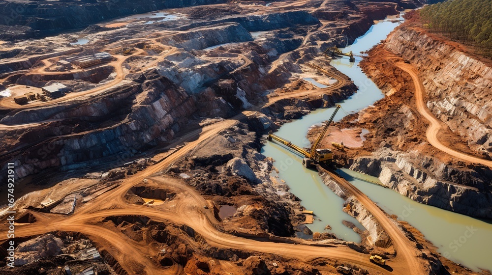 Aerial view of quarry refiner in the liquefaction process, showcasing ...