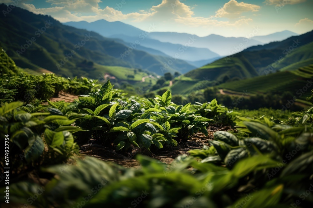 Coca plant in coca plant field. Organic plantation of coca plants in ...