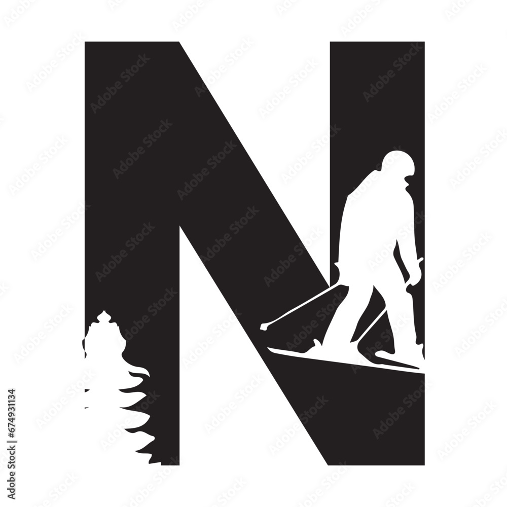 Skiing font alphabet SVG png, ski svg png, skiing svg png, ski font ...