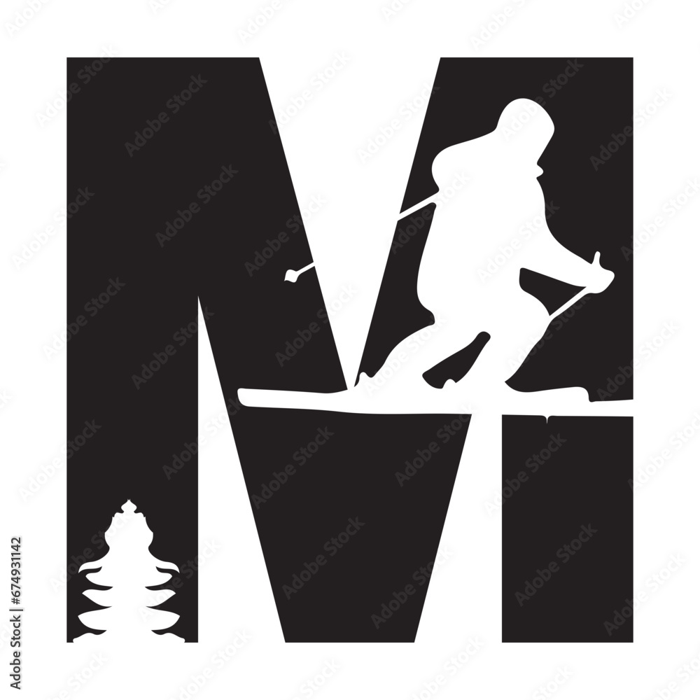 Vetor de Skiing font alphabet SVG png, ski svg png, skiing svg png, ski ...