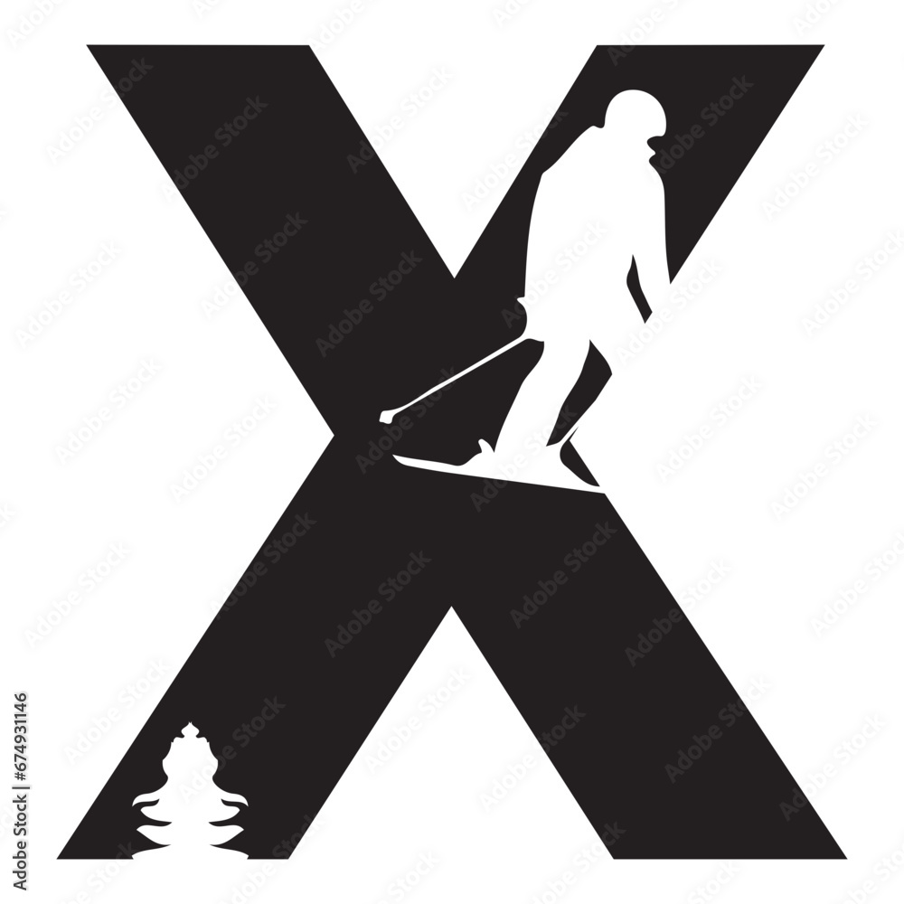 Skiing font alphabet SVG png, ski svg png, skiing svg png, ski font ...