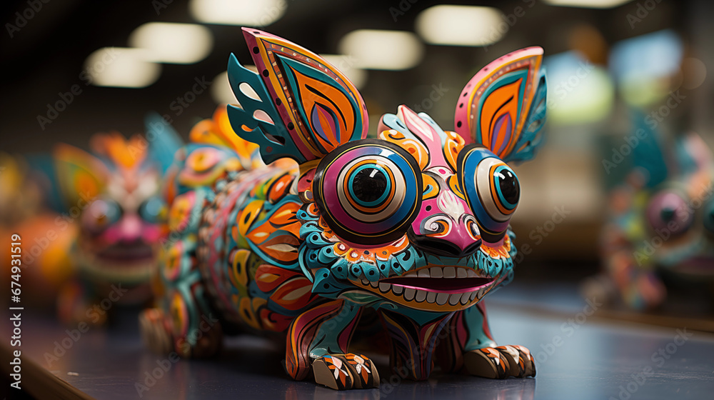 Alebrijes Artwork: A surreal and colorful alebrijes sculpture from ...