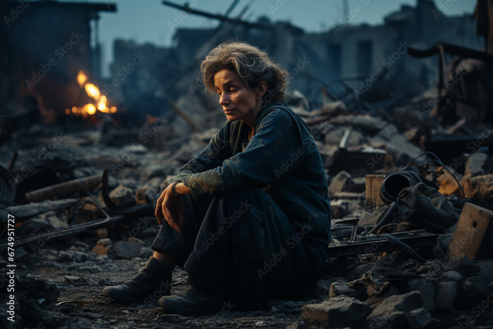 War victims and ruins, the terrible consequences of war, the search for ...