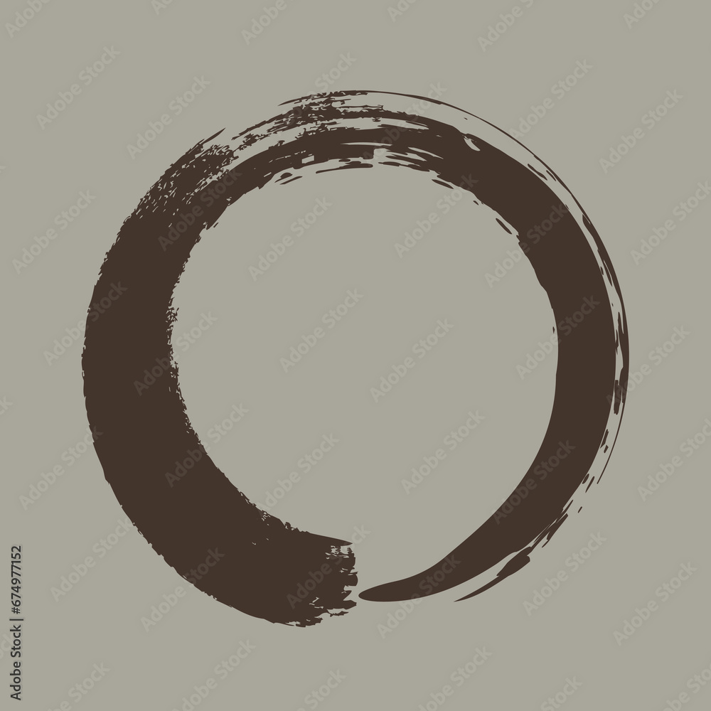 Grunge Zen circle shape. Color enso zen symbol. Circular label, logo ...