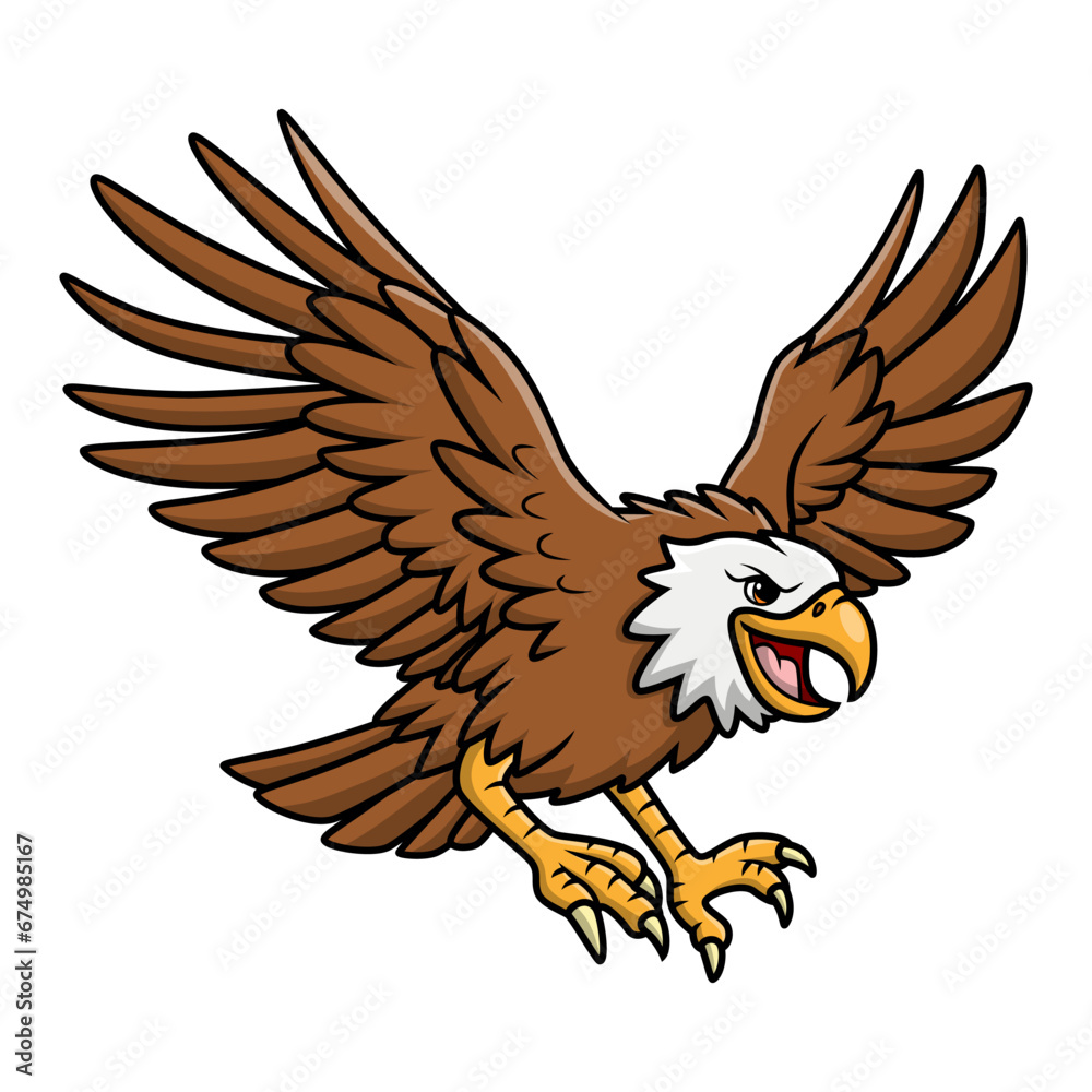 Cute eagle cartoon on white background Stock Vector | Adobe Stock