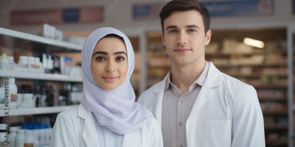 Expert guidance from a dedicated Muslim pharmacist in a white lab coat ...