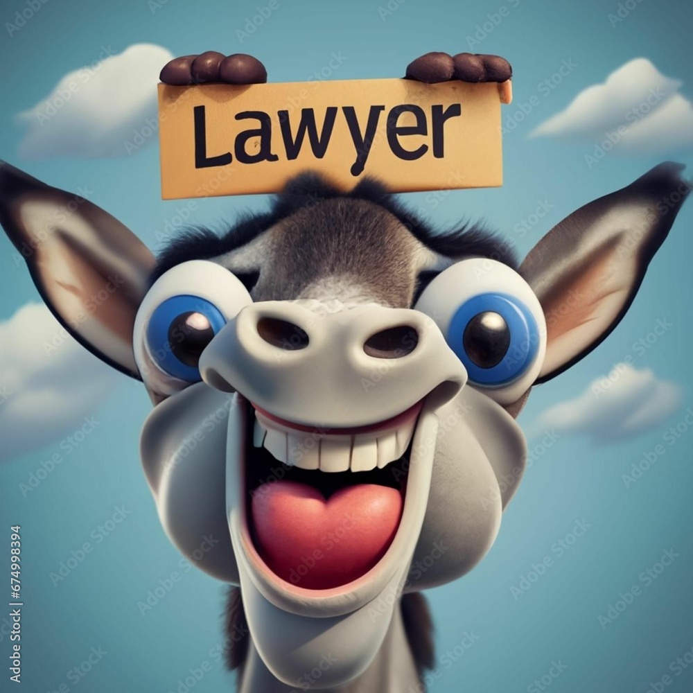 AI-generated illustration of A cartoon donkey standing holding up a ...