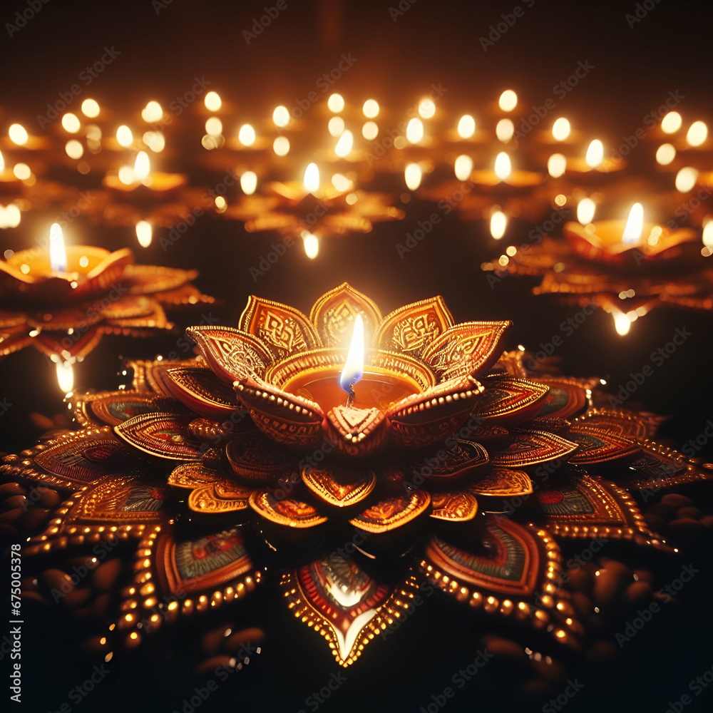 Beautiful Traditional Happy Diwali Deepavali Holiday Celebration ...
