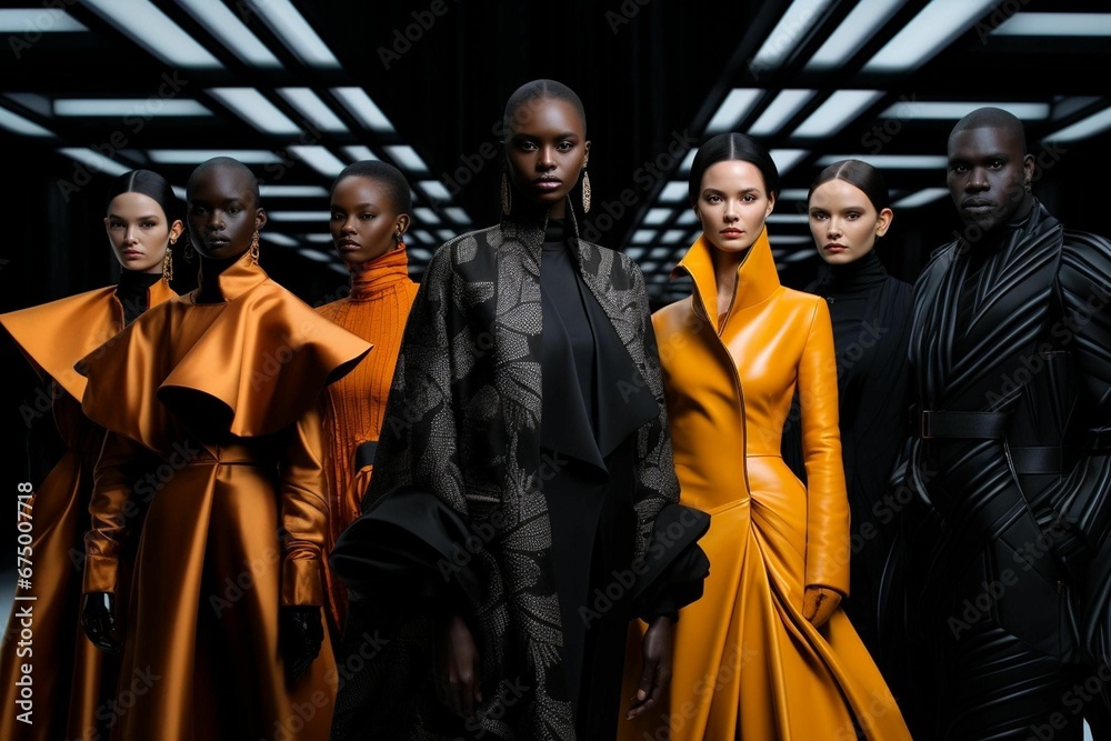 five models dressed in different styles walking down the runway ...