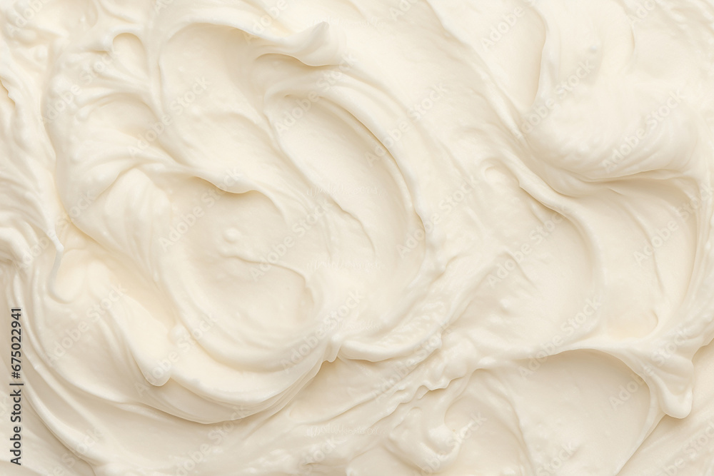 Close up detail of milk vanilla white creamy ice cream surface and ...