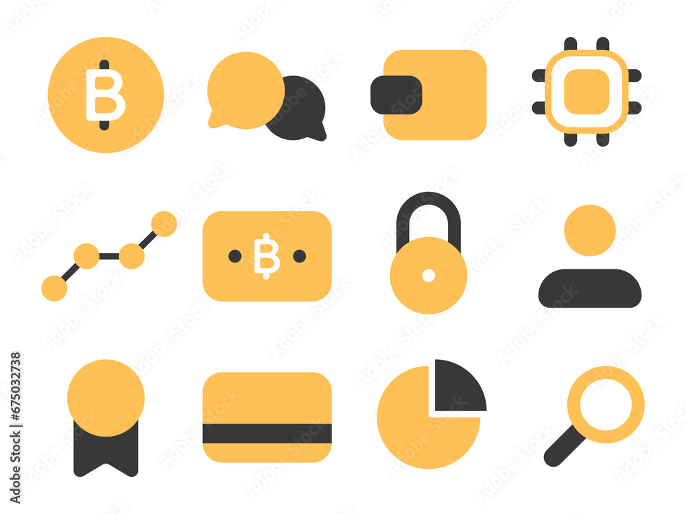 Cryptocurrency Icon Pack in Flat Style. Perfect for Websites, Landing ...