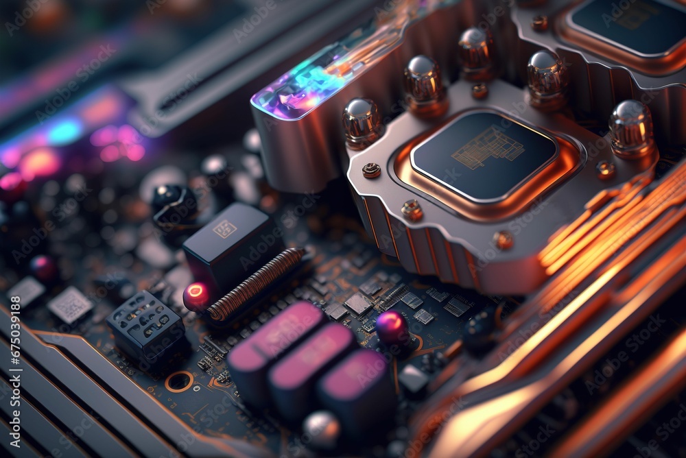 AI-generated illustration of a CPU motherboard central computer ...