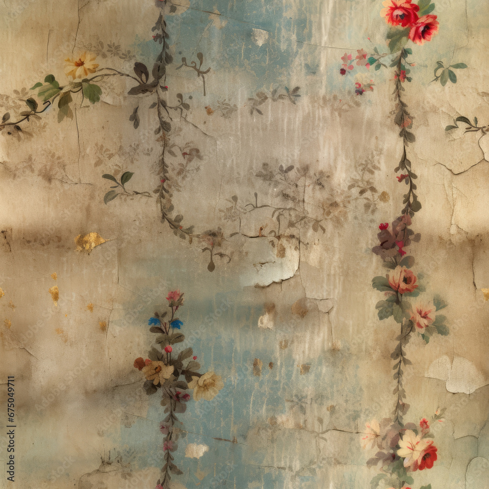 Floral Vintage Digital Paper Antique Textures Ephemera Scrapbook Paper ...